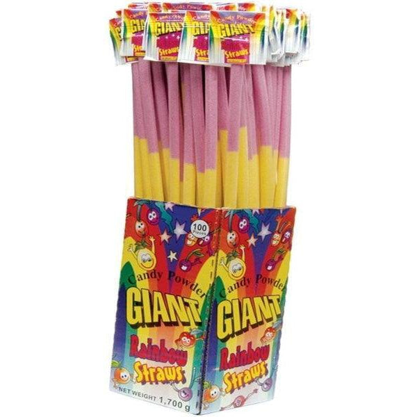 GIANT Rainbow Sherbet Straws | Candy Powder 12G X 140 – Paloma Nuts ...
